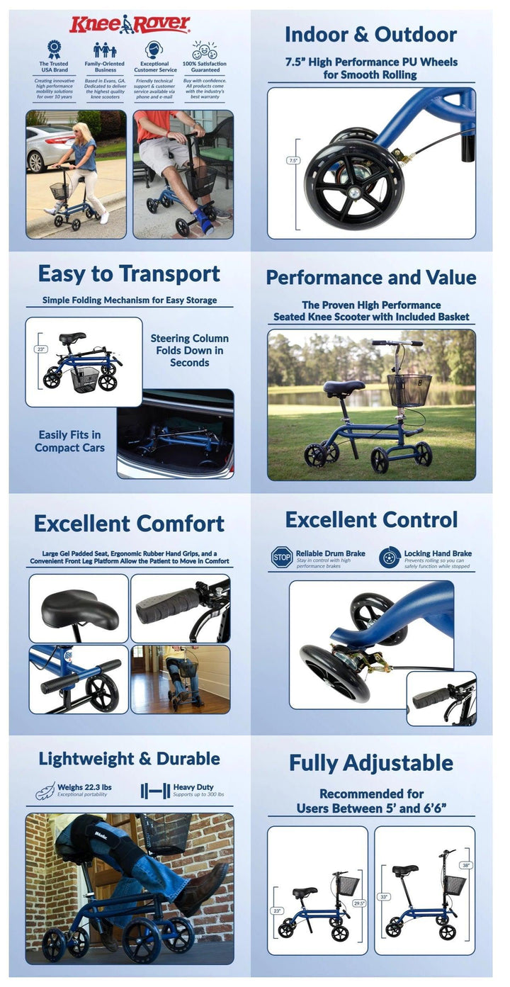 Knee Walker Knee Scooter KneeRover Evolution Steerable Seated Scooter